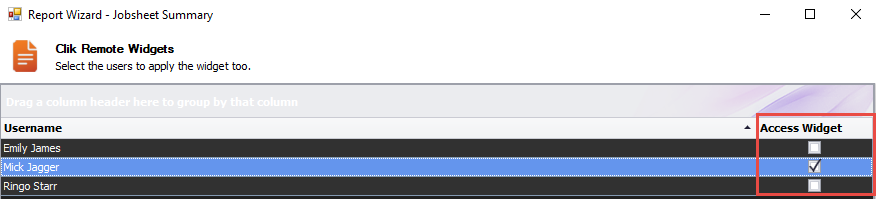 Setting Up Dashboard Widgets | CR – Clik