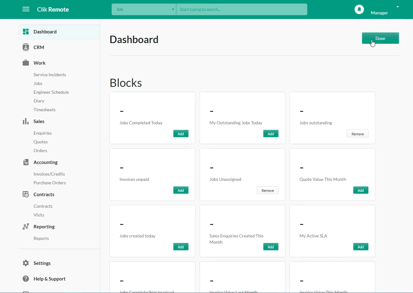 Modifying Your Dashboard Widgets | CR – Clik