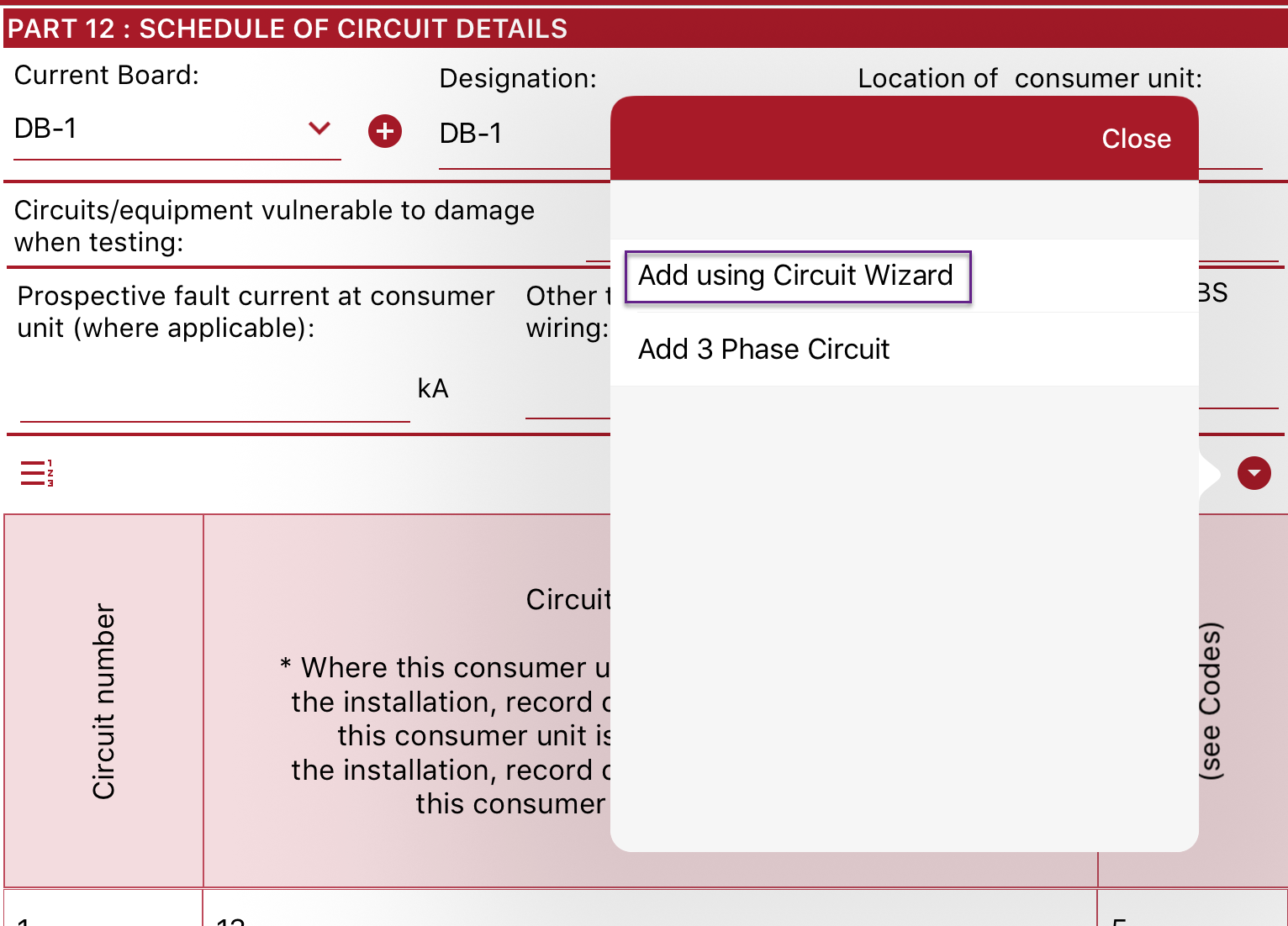 Using The Circuit Wizard | NICEIC Apps – Clik