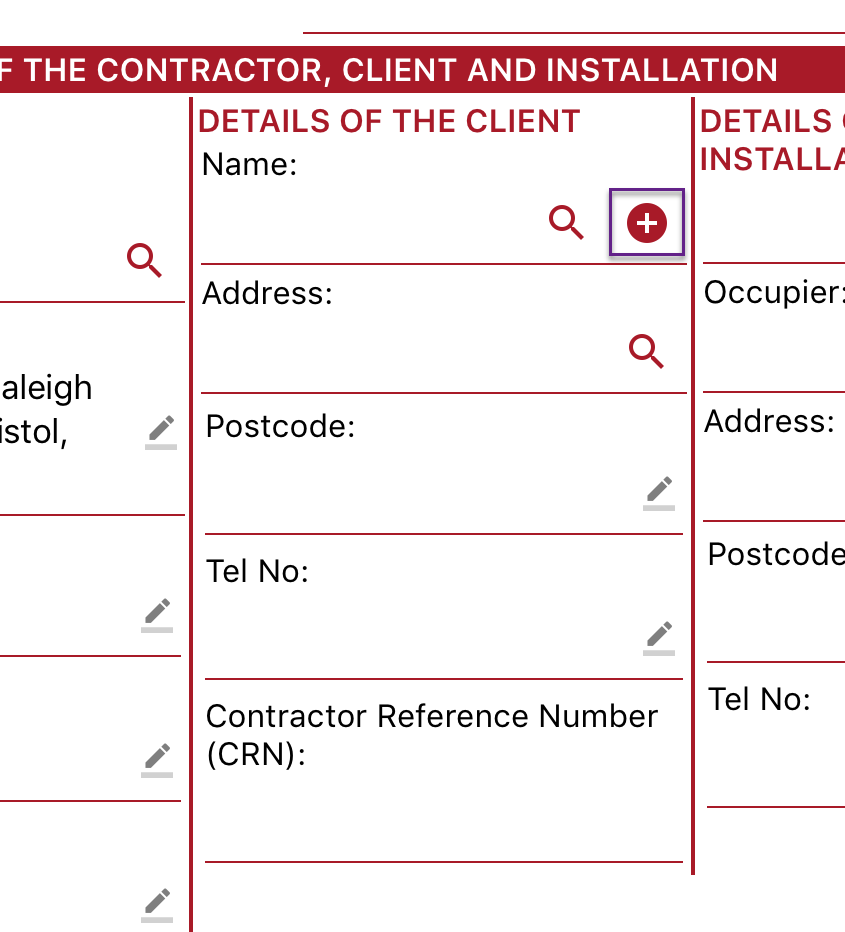 Adding Address Fields | NICEIC Apps – Clik