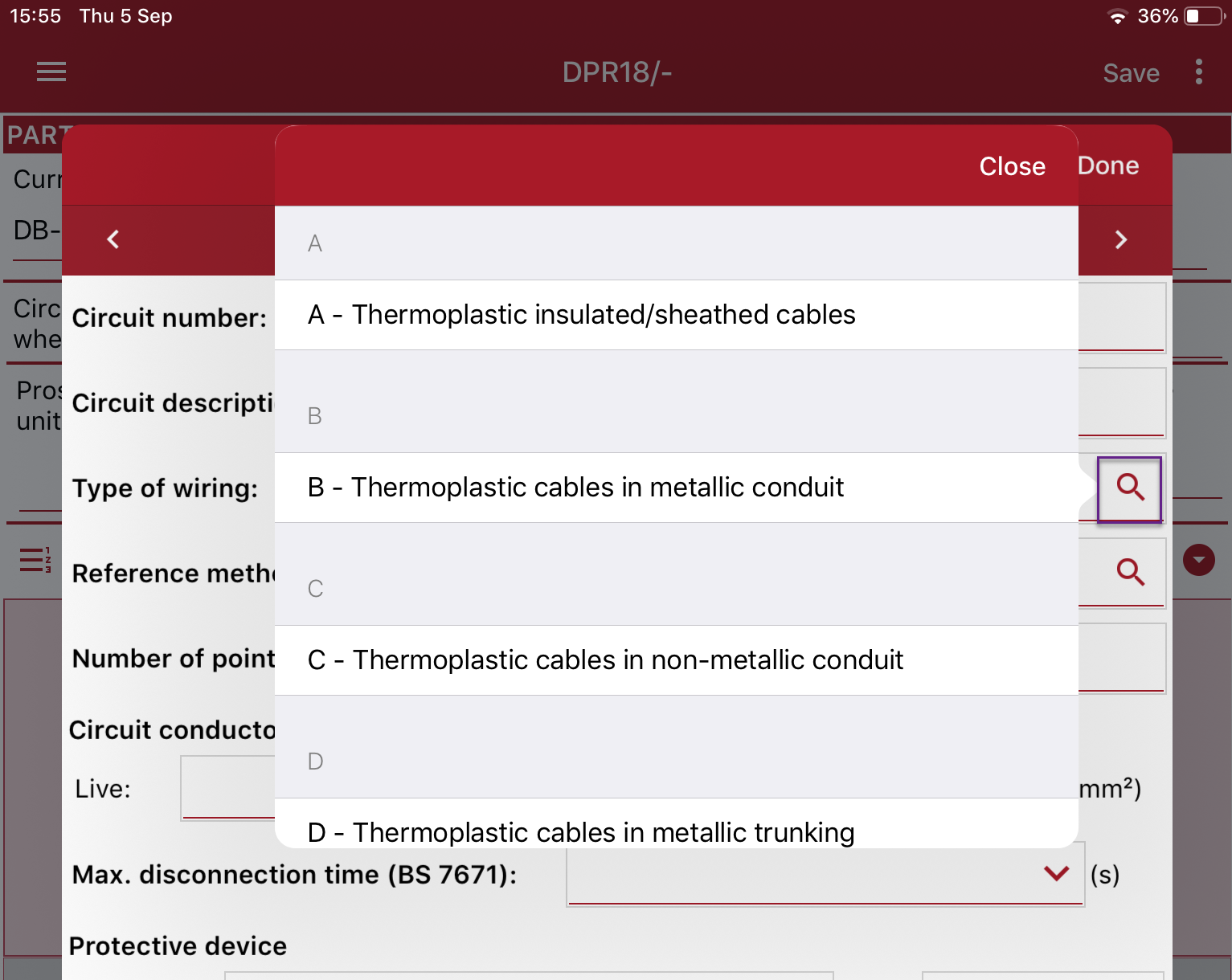 Adding Circuit Details | NICEIC Apps – Clik