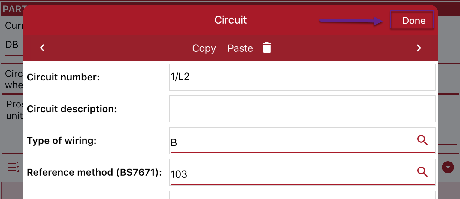 Adding Circuit Details | NICEIC Apps – Clik
