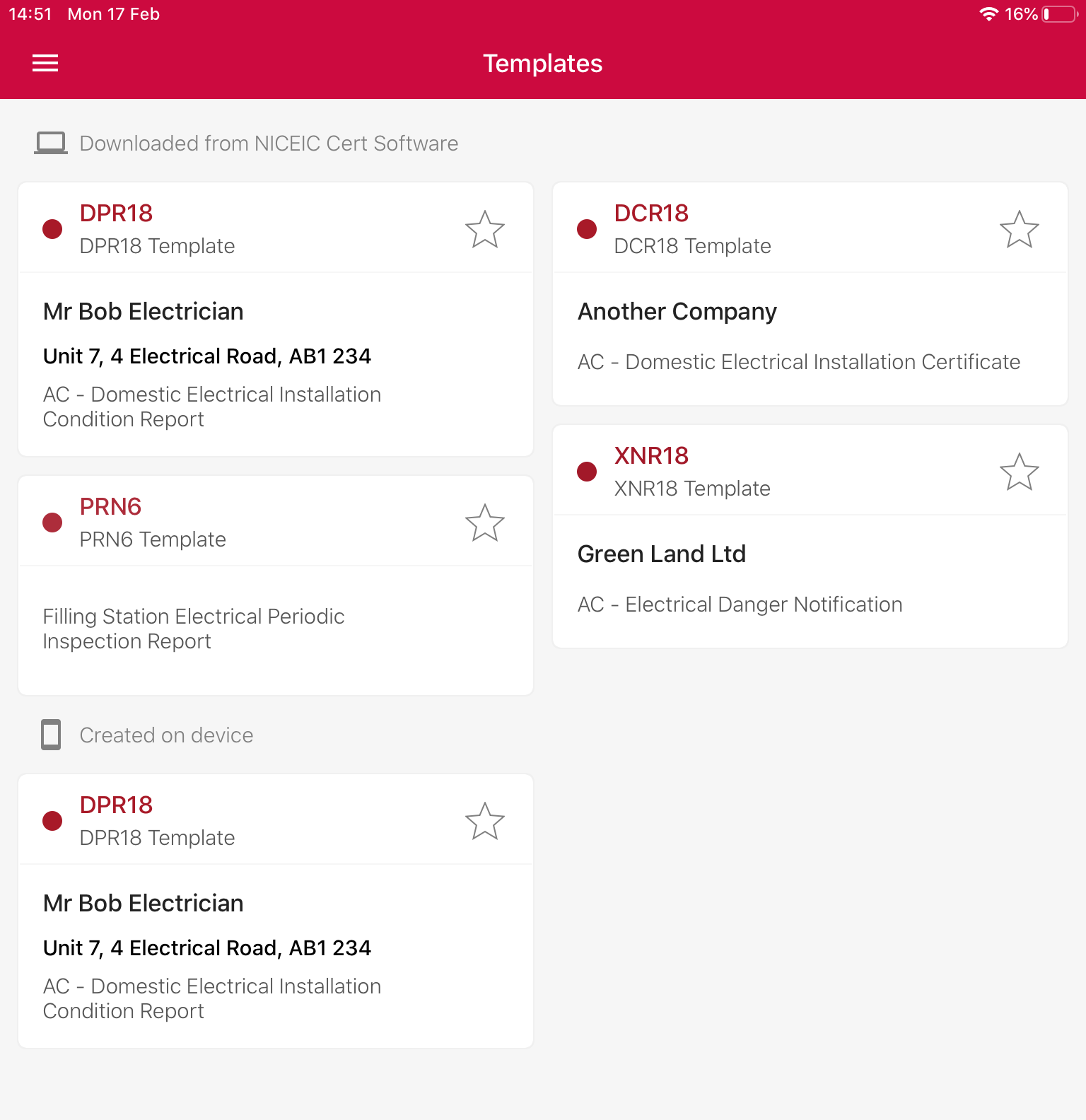 Applying Templates | NICEIC Apps – Clik