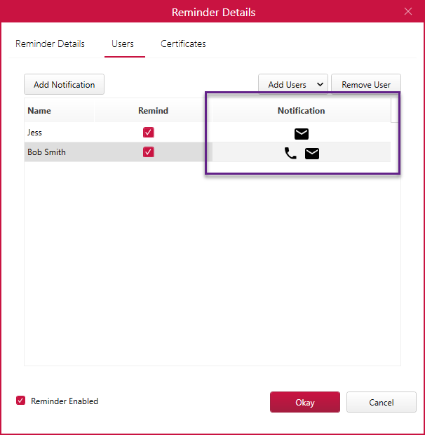 Adding Reminder Types | NICEIC – Clik