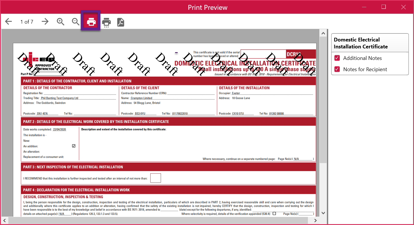 Saving, Emailing & Printing Certs In Field Mode | NICEIC – Clik