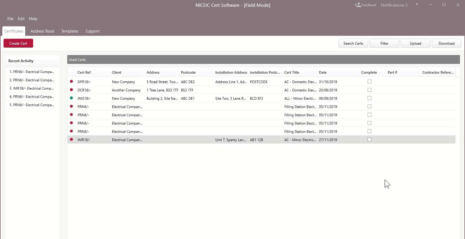 Uploading Certs Back To The Office In Field Mode | NICEIC – Clik