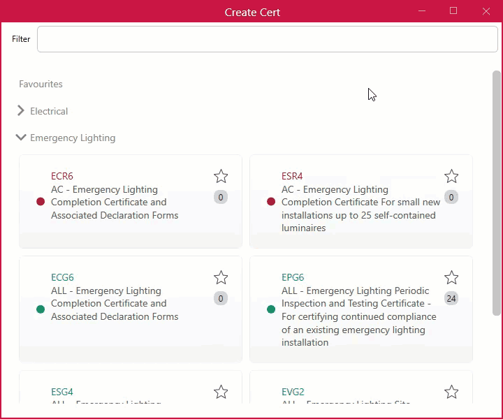 Selecting & Saving Favourite Certs | NICEIC – Clik