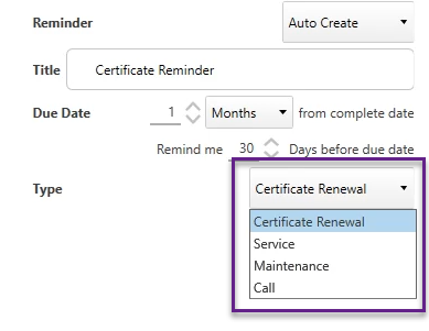 Adding Automatic Cert Reminders | NICEIC – Clik