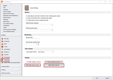 Enabling Quote Status Colouring - CS – Clik