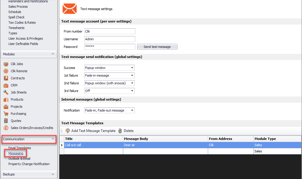 Set Up Text Messaging - CS – Clik