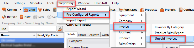 Check Unpaid Invoices & Create Statements - CS – Clik