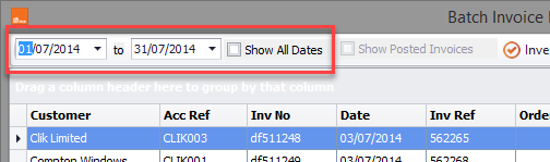 Batch Posting Sales Invoices To Sage - CS – Clik