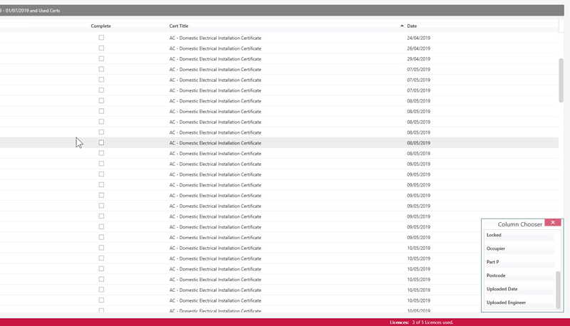 Using The Column Chooser | NICEIC – Clik