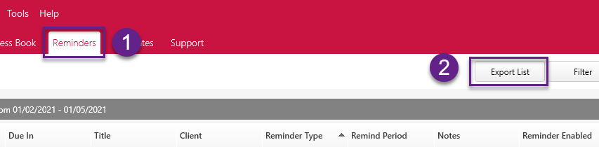 Exporting Reminders | NICEIC – Clik