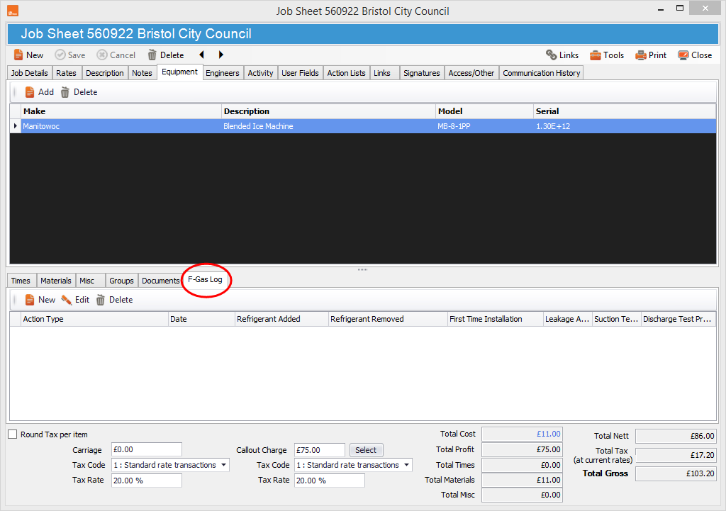 Create F-Gas Cylinders Through Vehicle Module - CS – Clik