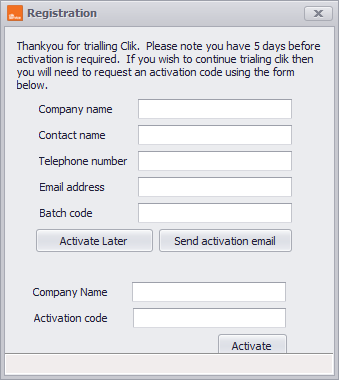 Registering And Activating - CS – Clik
