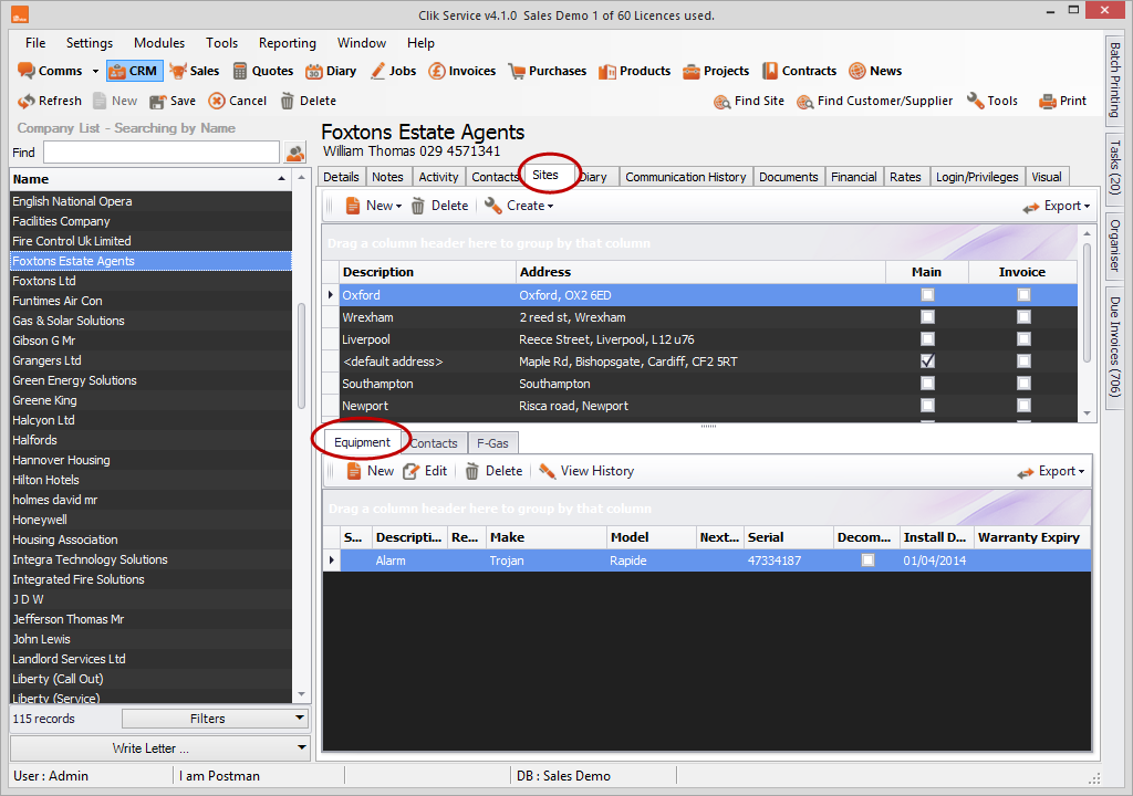 Move Equipment Between Sites - CS – Clik