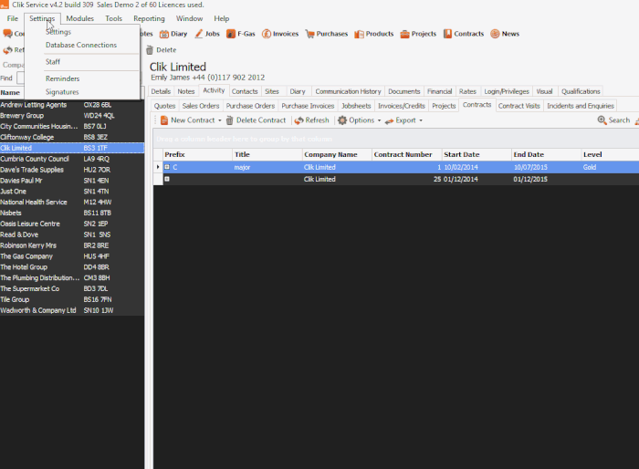 Job Sheet Display Settings - CS – Clik