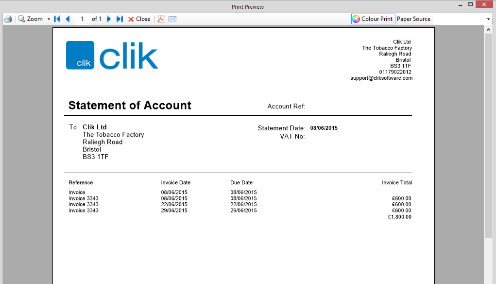 Viewing Customer Statements - CS – Clik